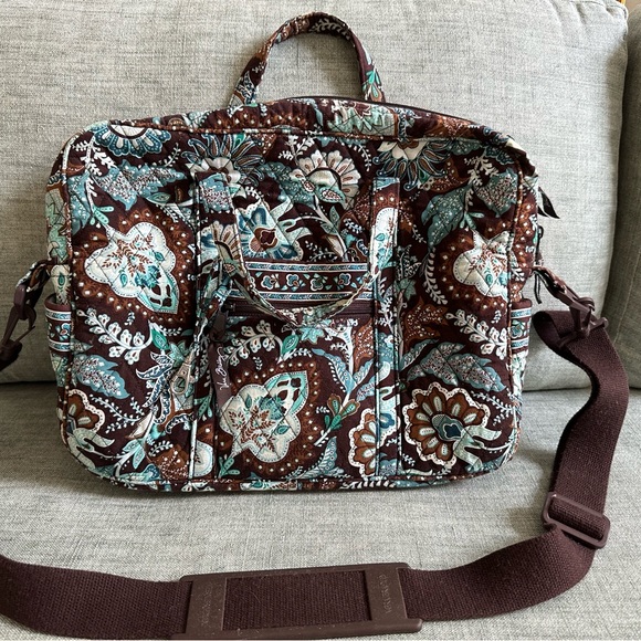 Vera Bradley | Bags | Vera Bradley Laptop Bag Blue And Brown | Poshmark